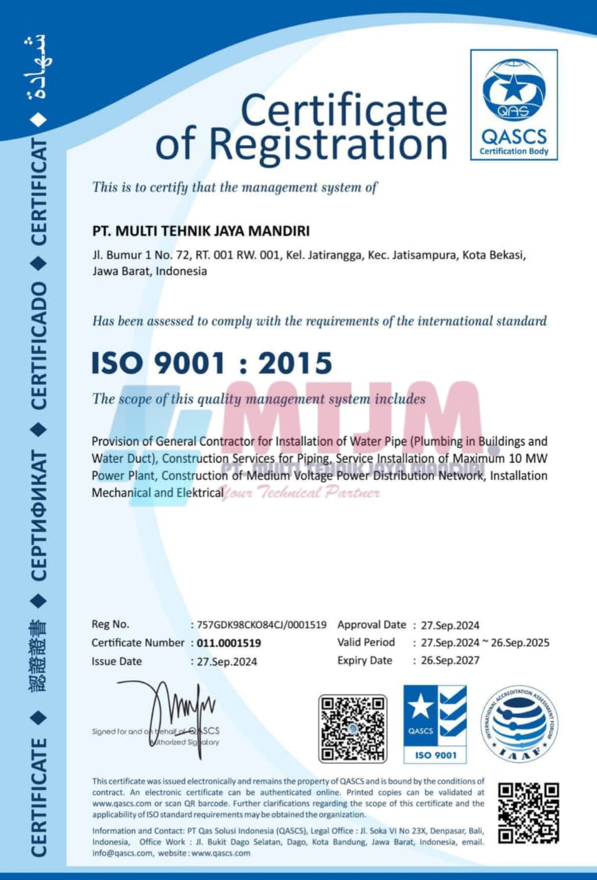 Certificate - PT Multi Tehnik Jaya Mandiri